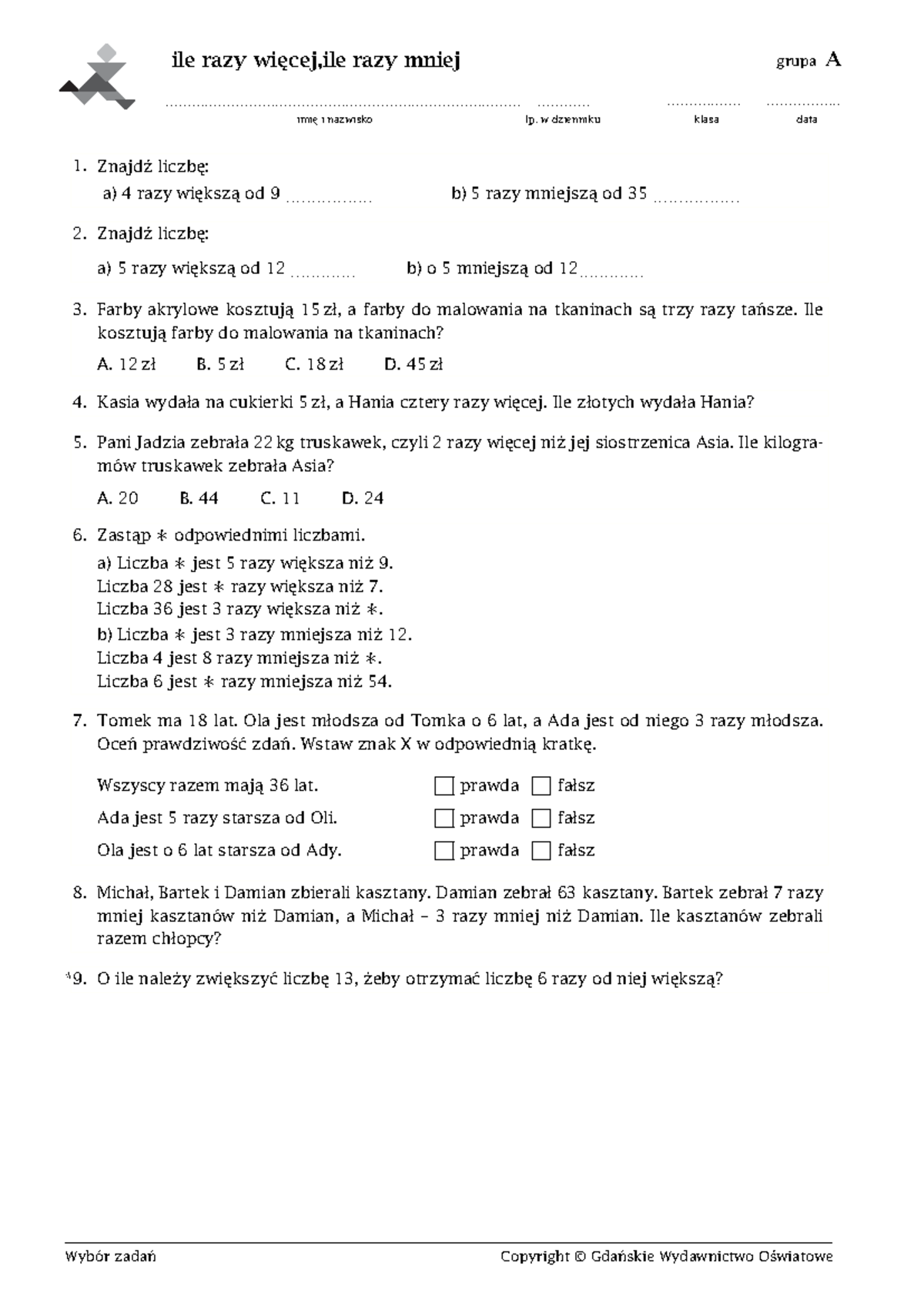 Ile razy więcej, ile razy mniej - - Studocu