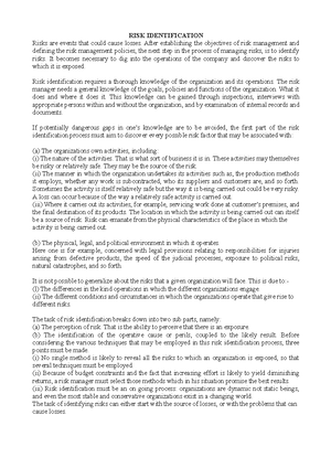 Topic 3 Notes - Risk management process; functions of risk managers ...