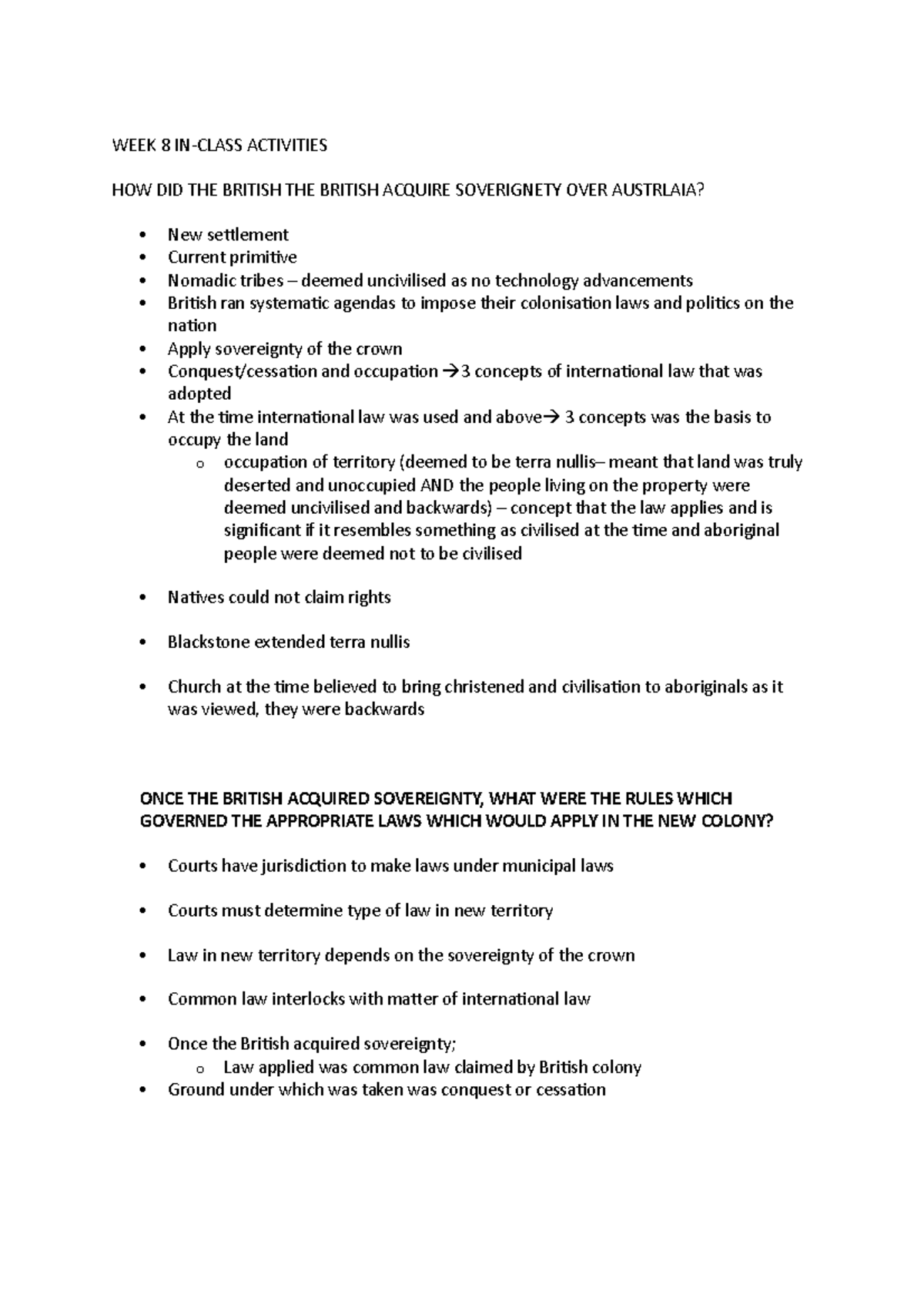 WEEK 8 - In class weekly activities - WEEK 8 IN-CLASS ACTIVITIES HOW ...