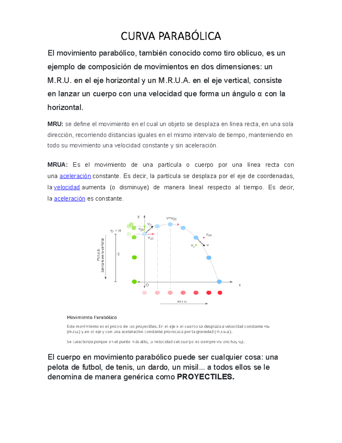 Curva Parabólica - describ - CURVA PARABÓLICA El movimiento parabólico ...
