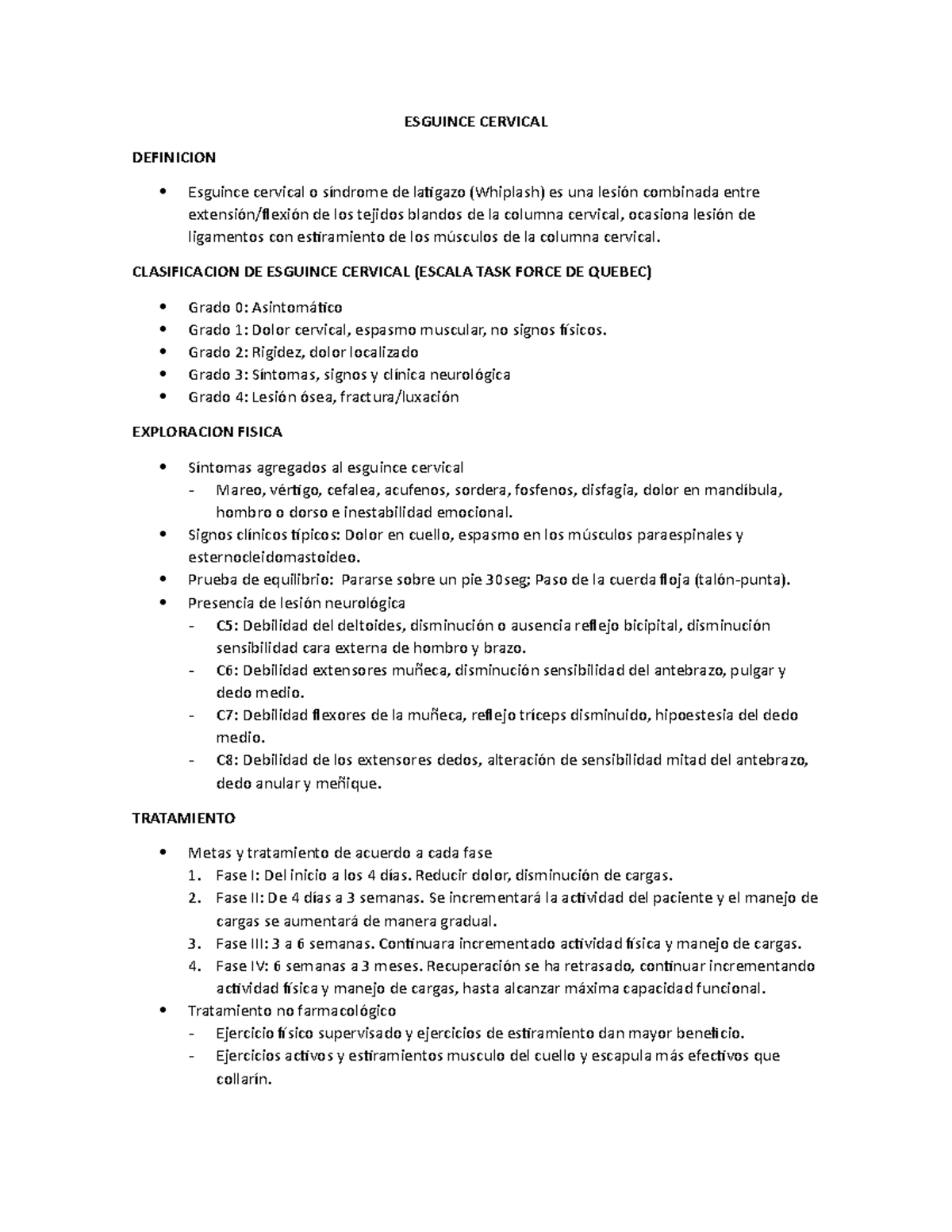 Esguince Cervical - CLASIFICACION DE ESGUINCE CERVICAL (ESCALA TASK ...