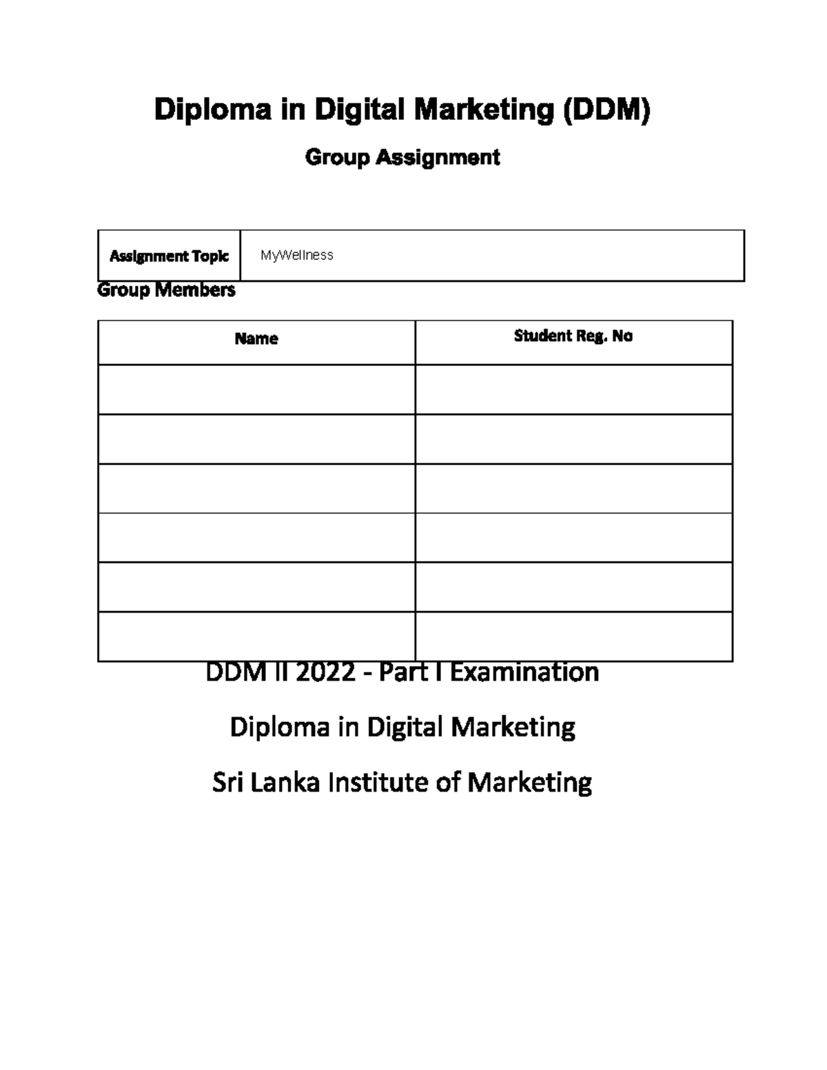Assignment sample - slim DDM - MyWellness Table of Figures Figure 1 ...