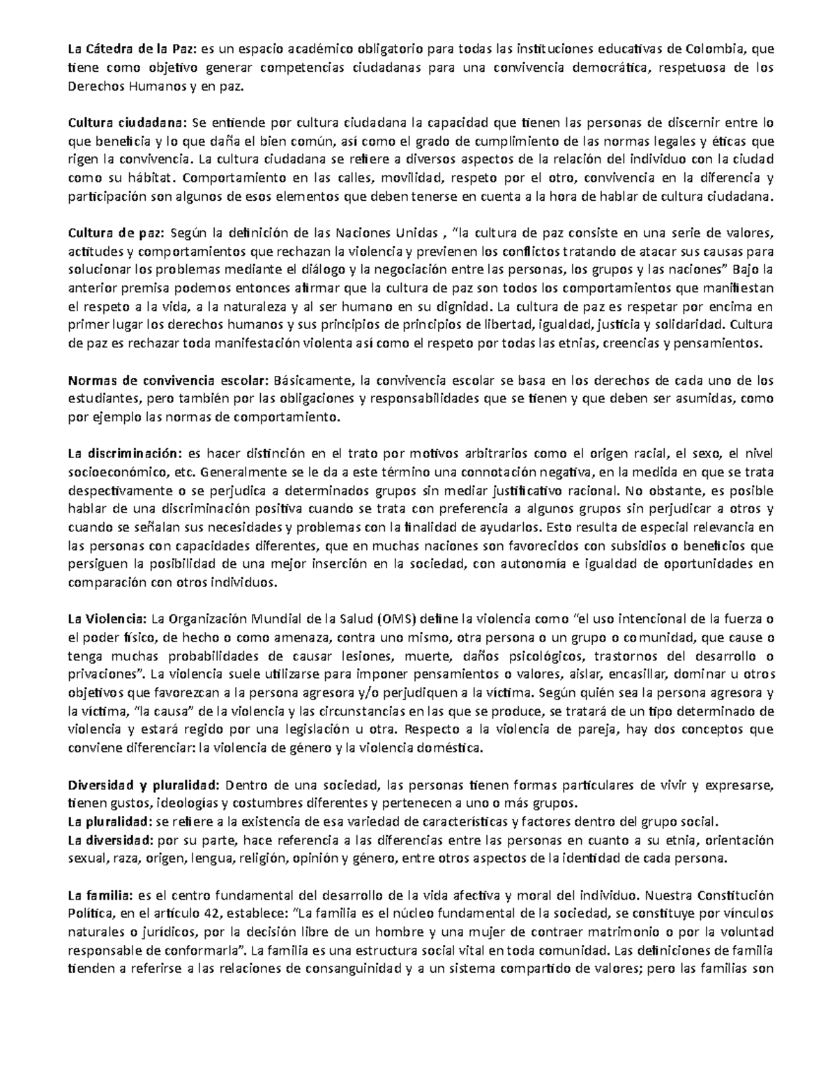 Concepto catdra de la paz - La Cátedra de la Paz: es un espacio ...