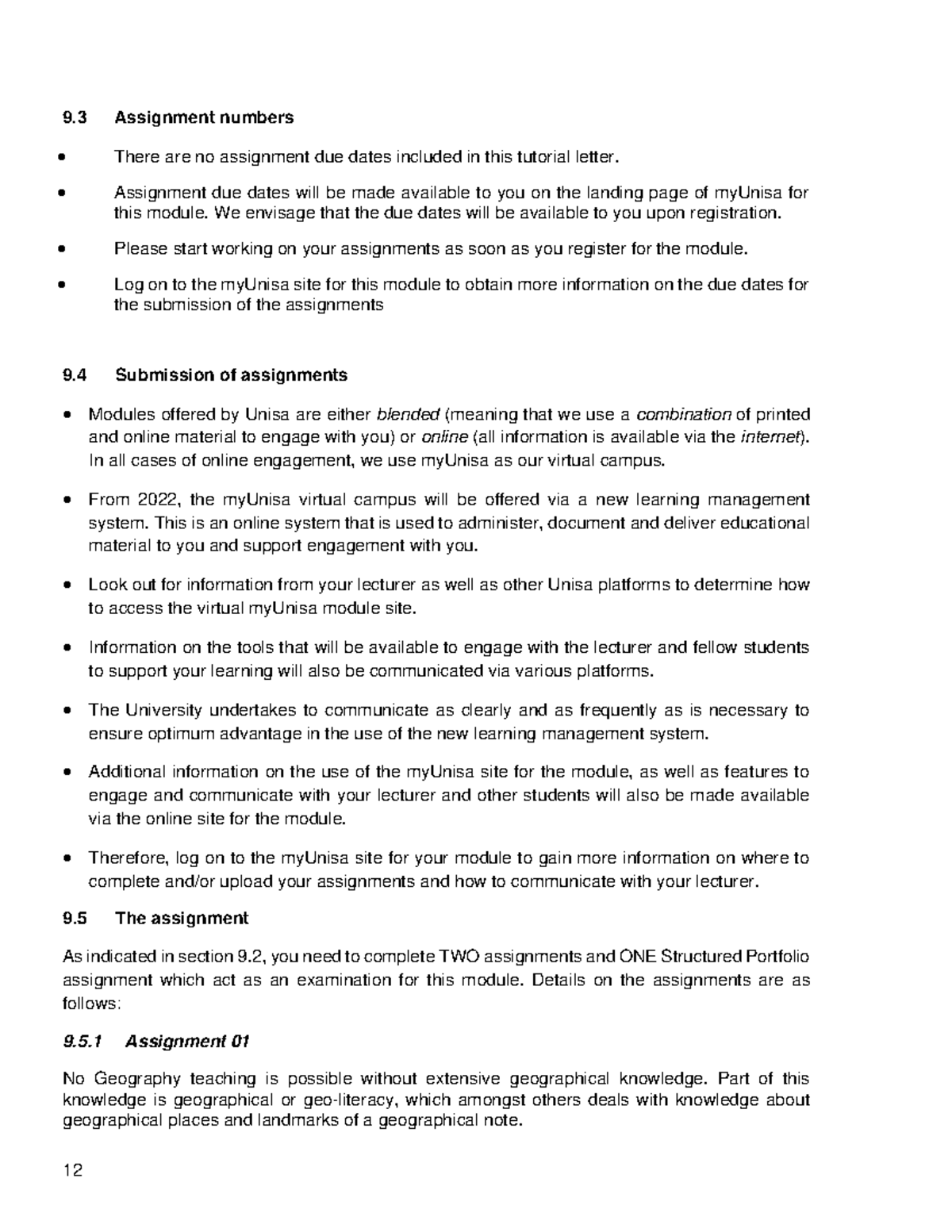 Sdgeom TL101 - 9 Assignment numbers There are no assignment due dates ...