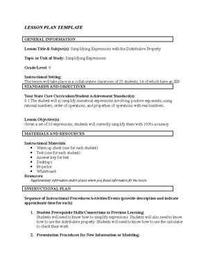 Task 4 Part A Math Context For Learning Template - Task 4: Mathematics ...
