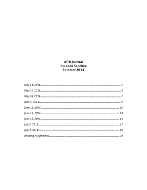 ADR Journal - PDF Version - Alternative Dispute Resolution Journal Professor Rogers Fall 2014 A ...