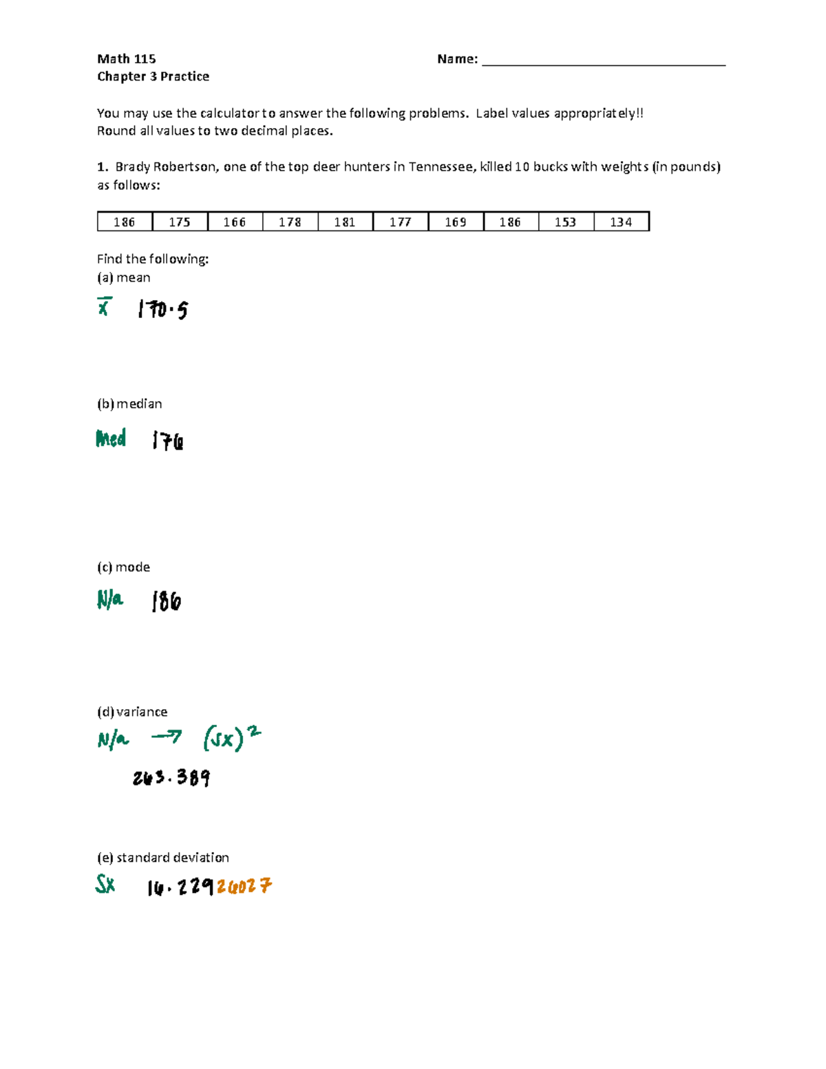 Chapter 3 Worksheet - Math 115 Name ...