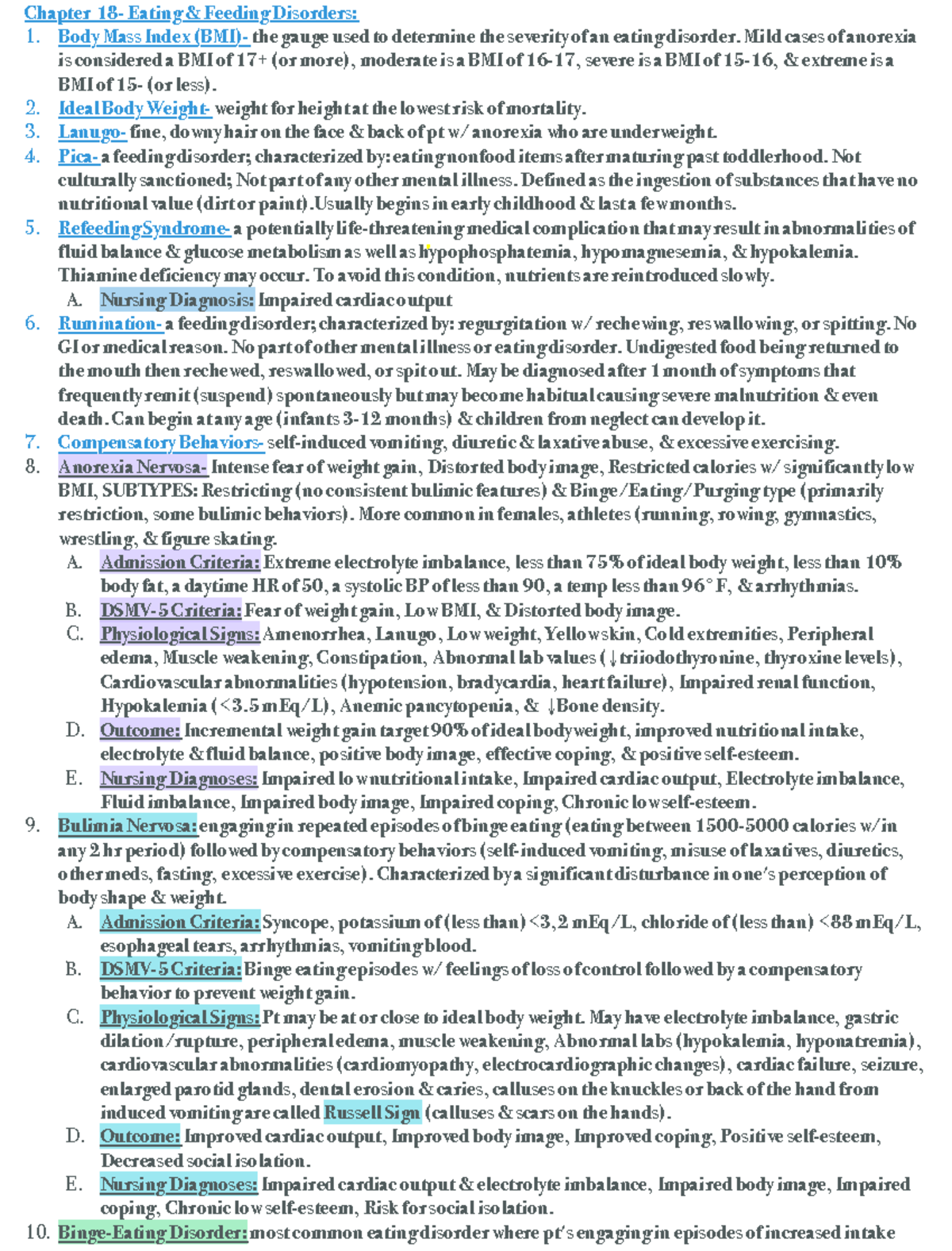 Mental Health Week 6 - Key terms and notes for all chapters covered in ...