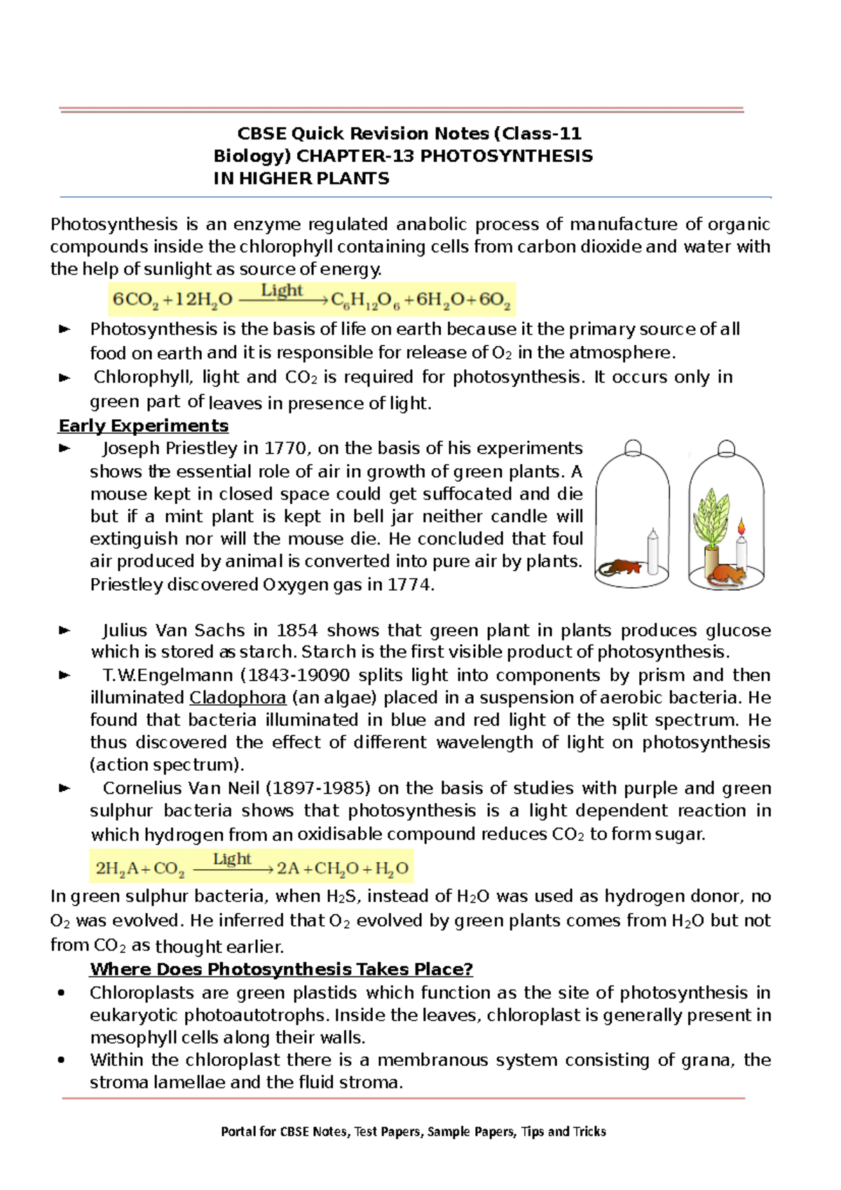 11 biology notes ch13 photosymthesis in higher plants - CBSE Quick ...
