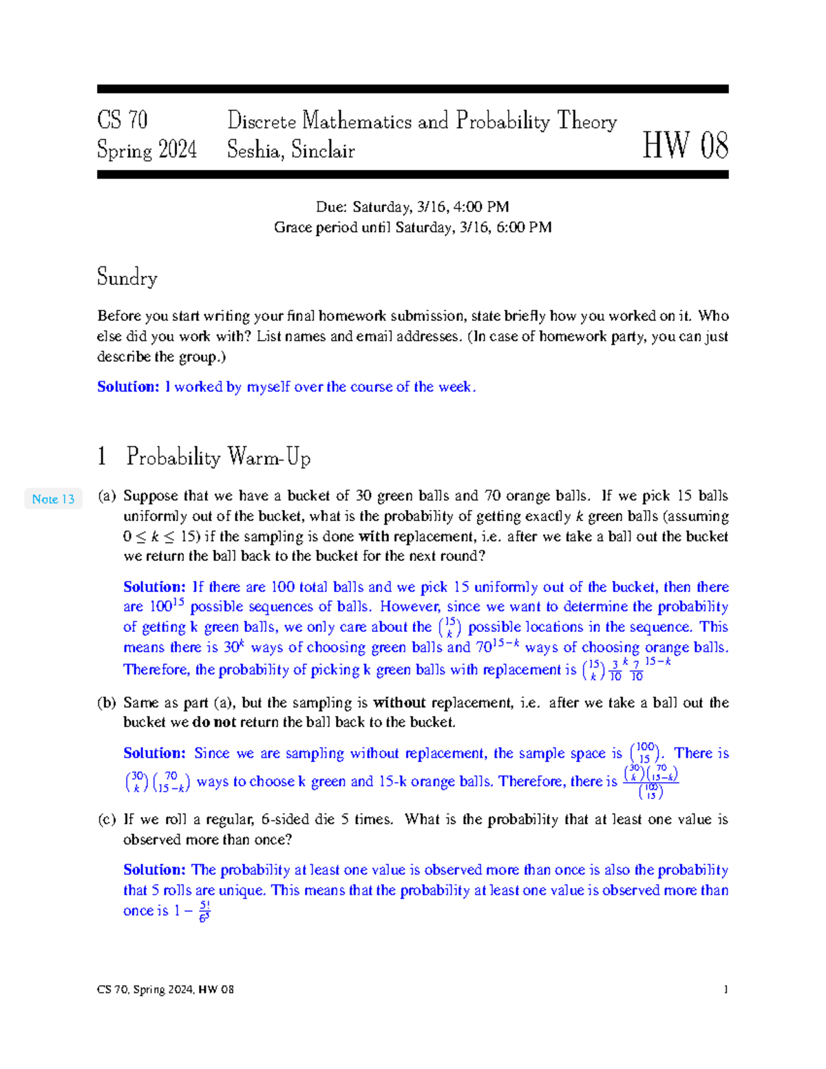 HW 08 - CS 70 Discrete Mathematics and Probability Theory Spring 2024 ...