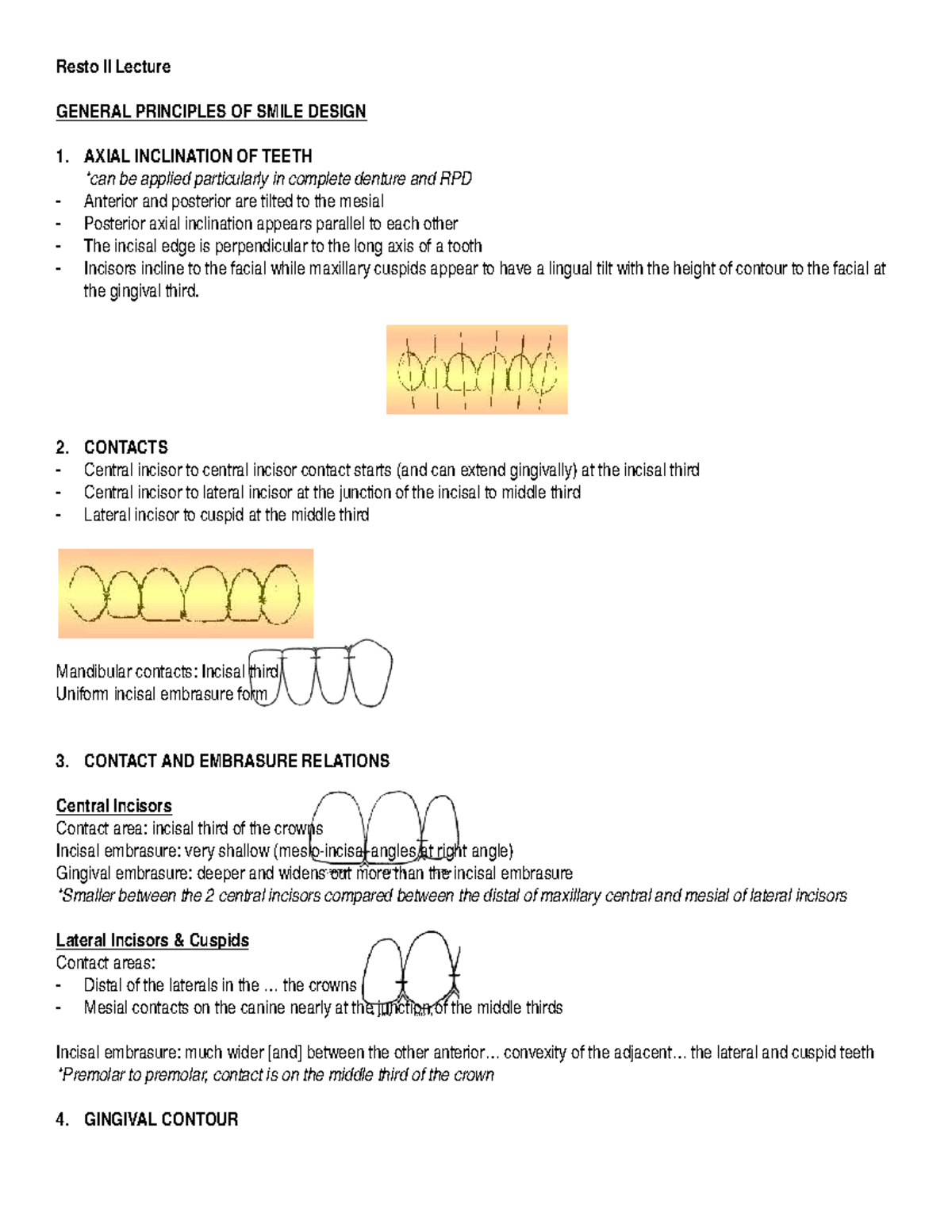 Restorative Dentistry II Lecture - Resto II Lecture GENERAL PRINCIPLES ...