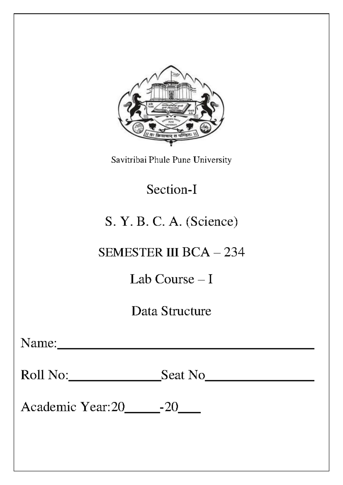 BCA-234 Data Structures Laboratory - Savitribai Phule Pune University ...