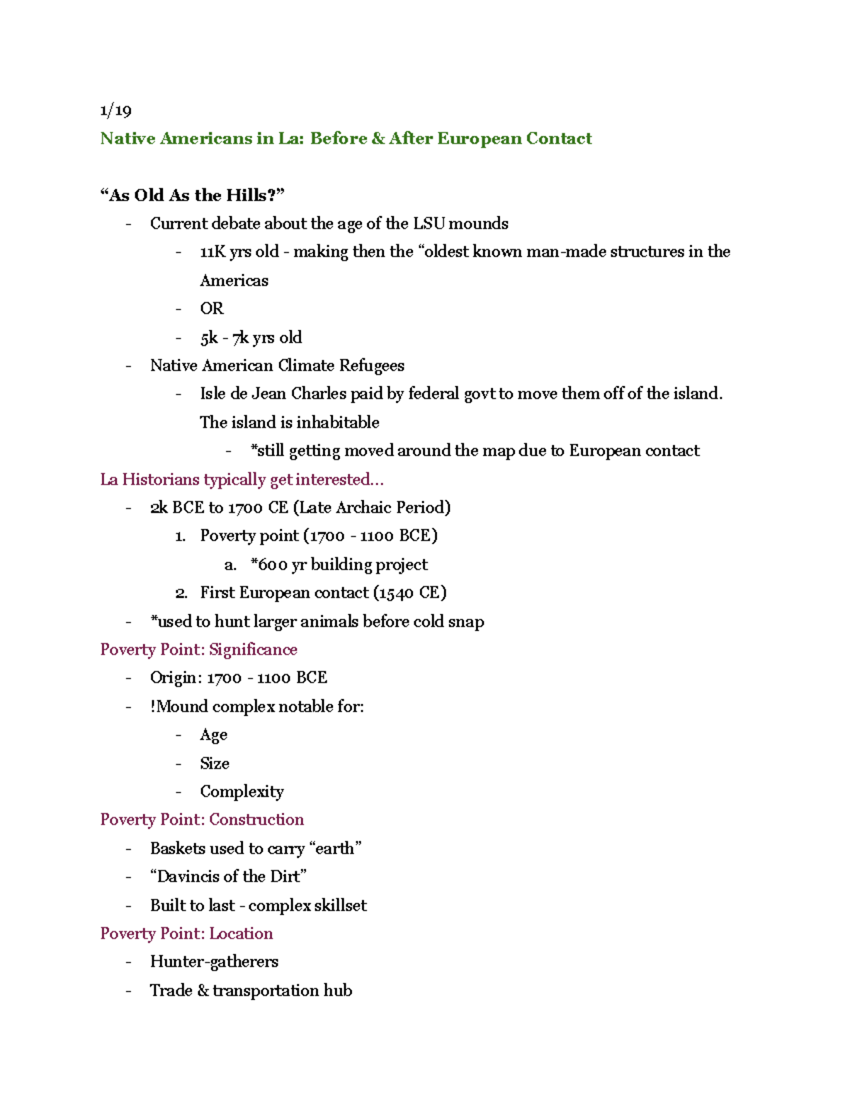 La HIST Lecture 1 - 1/ Native Americans in La: Before & After European ...