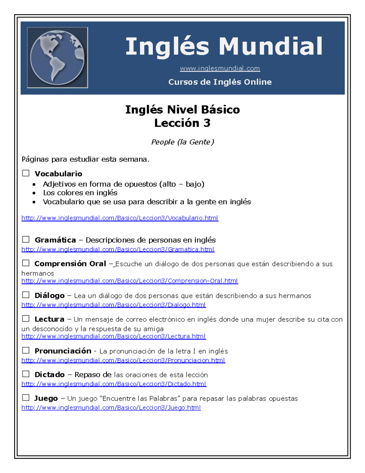 Basico 3 - inglesmundial ####### Cursos de Inglés Online Inglés Nivel ...