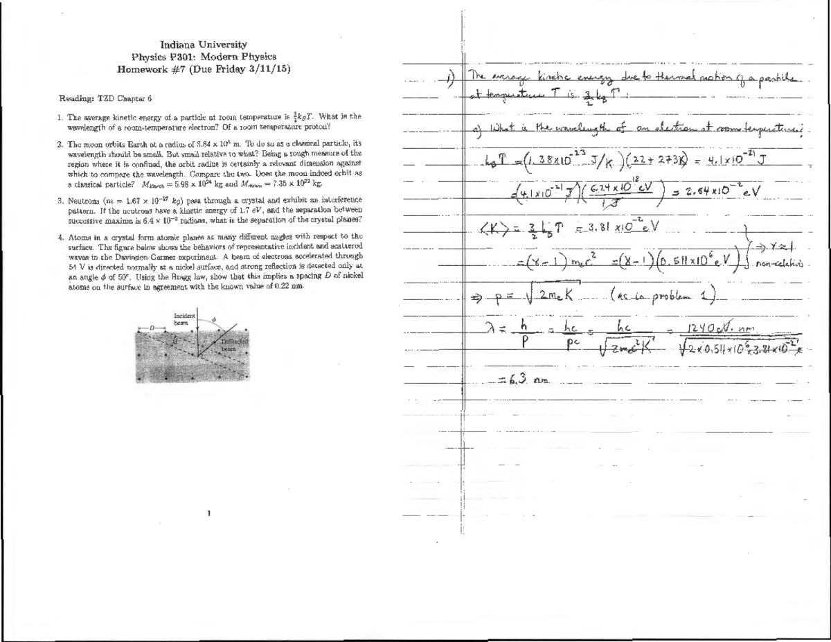 Solutions 7 2016 - Indiana University Physics P301: Modern Physics ...