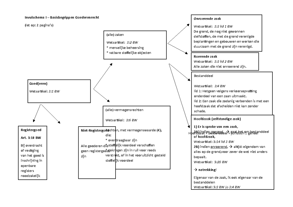 Invulschema I Basisbegrippen Goederenrecht - Invulschema I ...