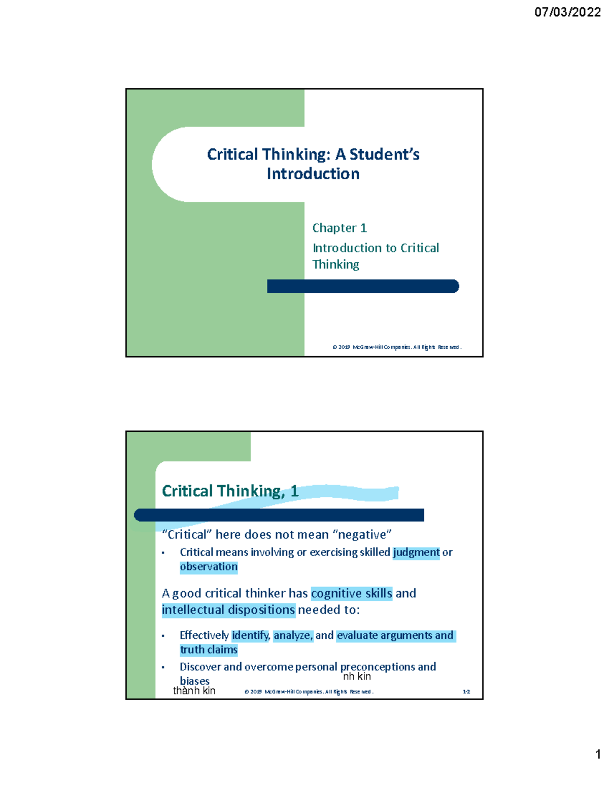 Chapter 1 update - Critical Thinking: A Student’s Introduction Chapter ...