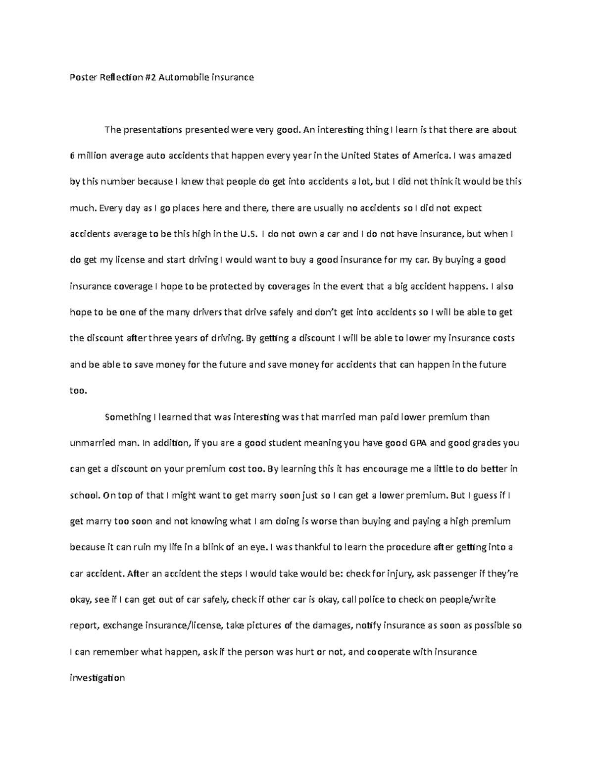 Poster Reflection #2 - study - Poster Reflection Automobile insurance ...