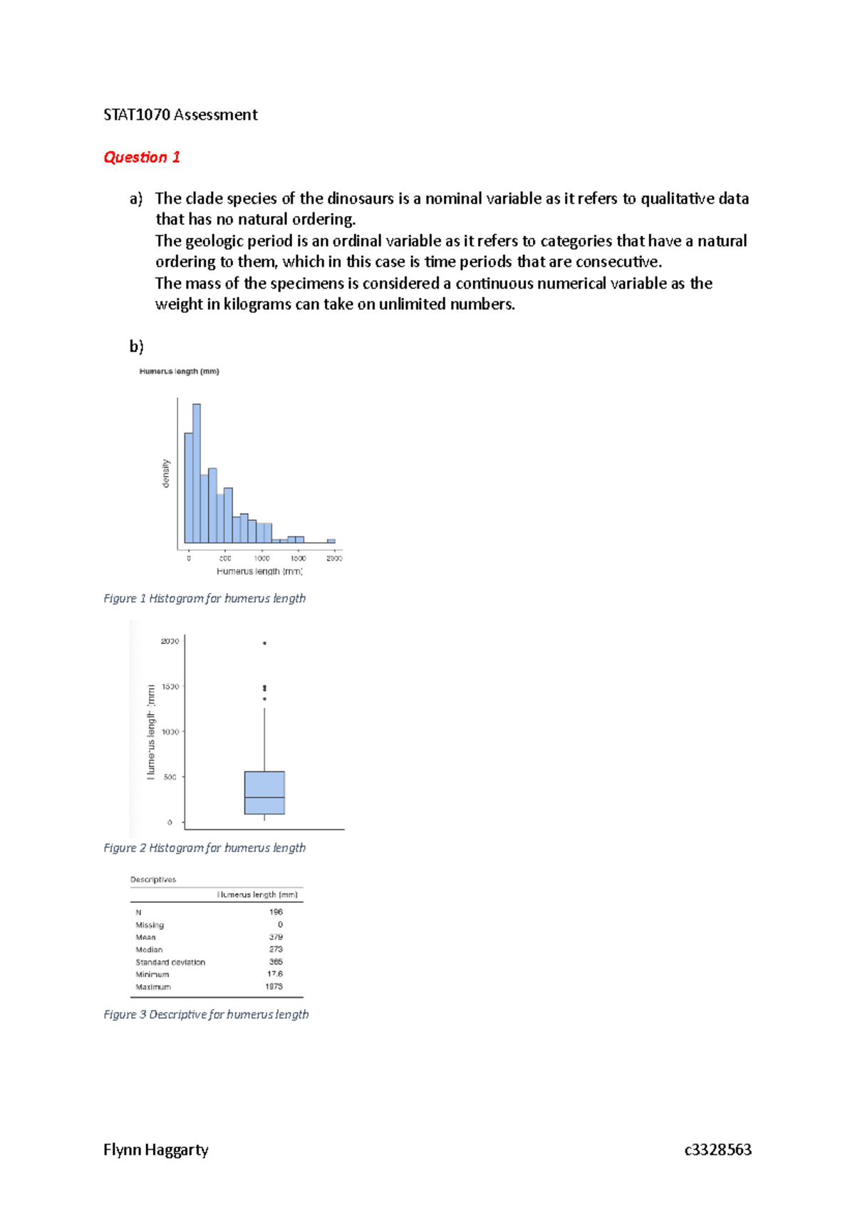 STAT1070 assessment 1 assisgnment 1 - STAT1070 - UoN - Studocu