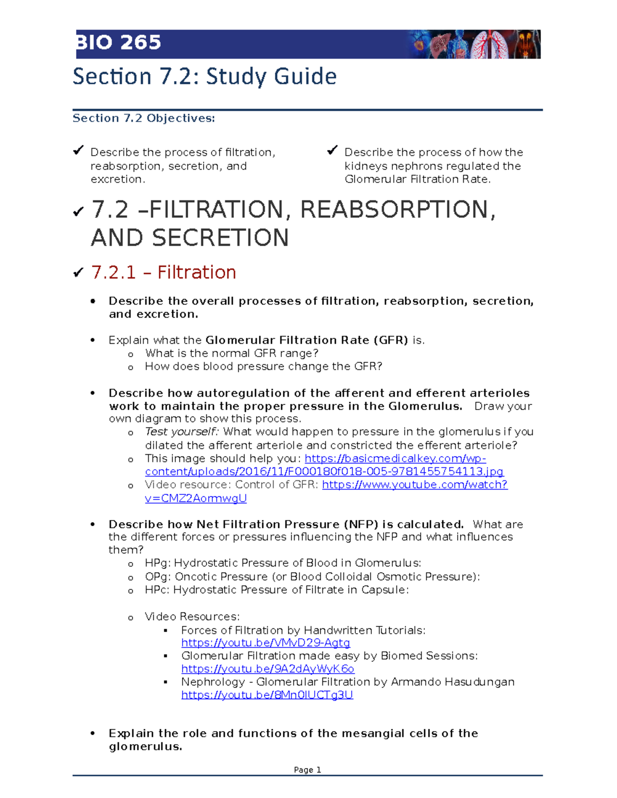 Bio265 document section 7 - Section 7: Study Guide Section 7 Objectives ...