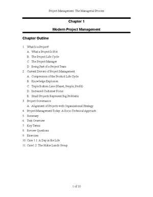 Project Management The Managerial Process Chap 10 Solution Manual - Chapter 10 Being an ...