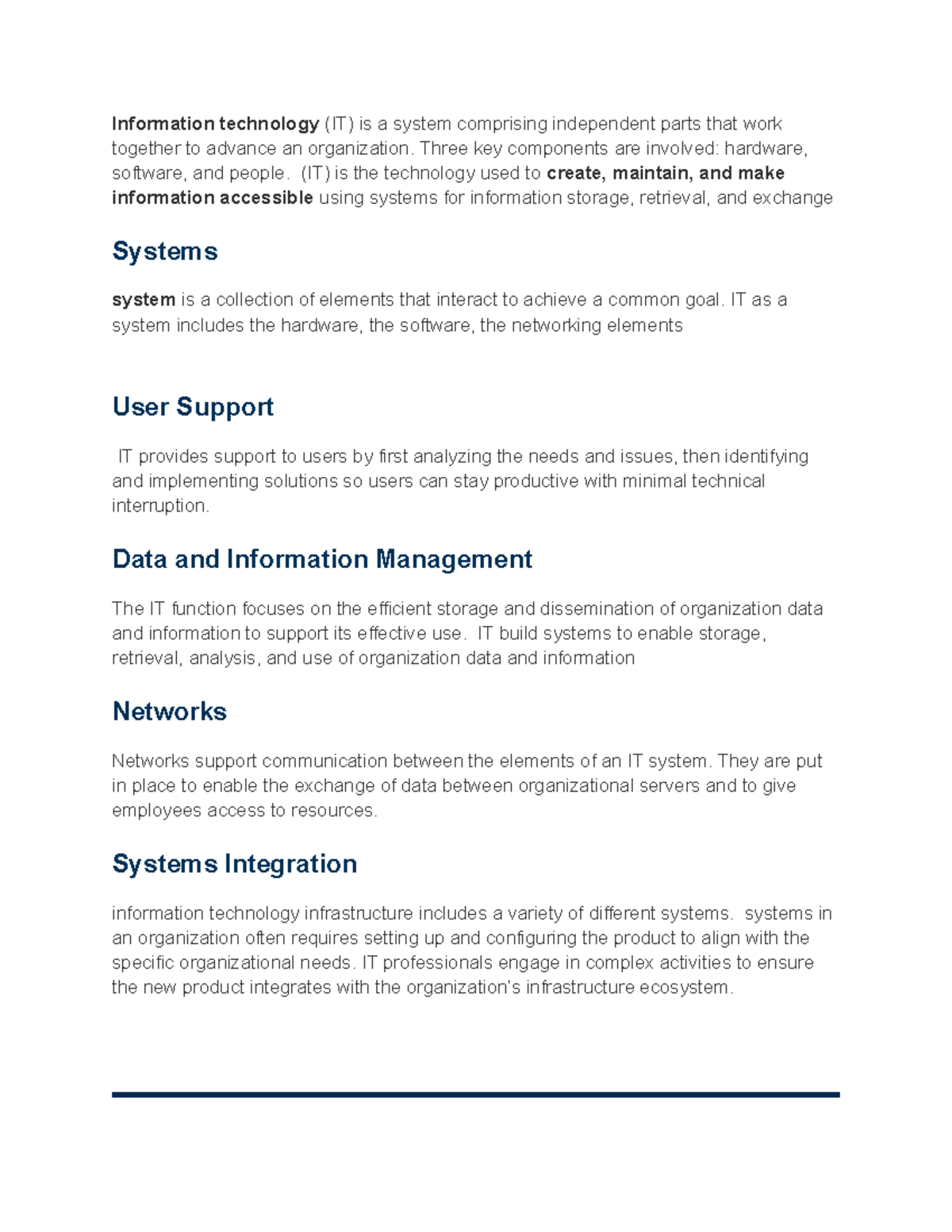 Introduction to IT - Information technology (IT) is a system comprising ...