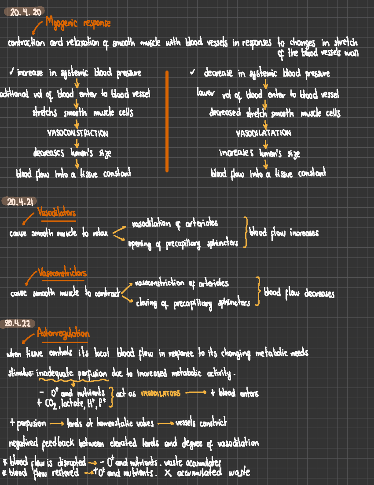 Chapter 20-The Cardiovascular System - Myogenic response 1 contraction ...