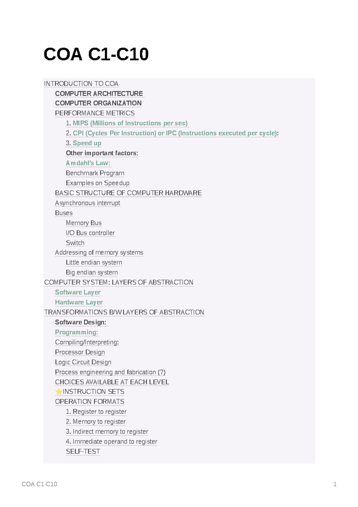 COA C1-C10 - AKHFEO AKHFA AIHFIF AIHFIA AIHFUIRHFA AIH IAHF - COA C1-C INTRODUCTION TO COA ...