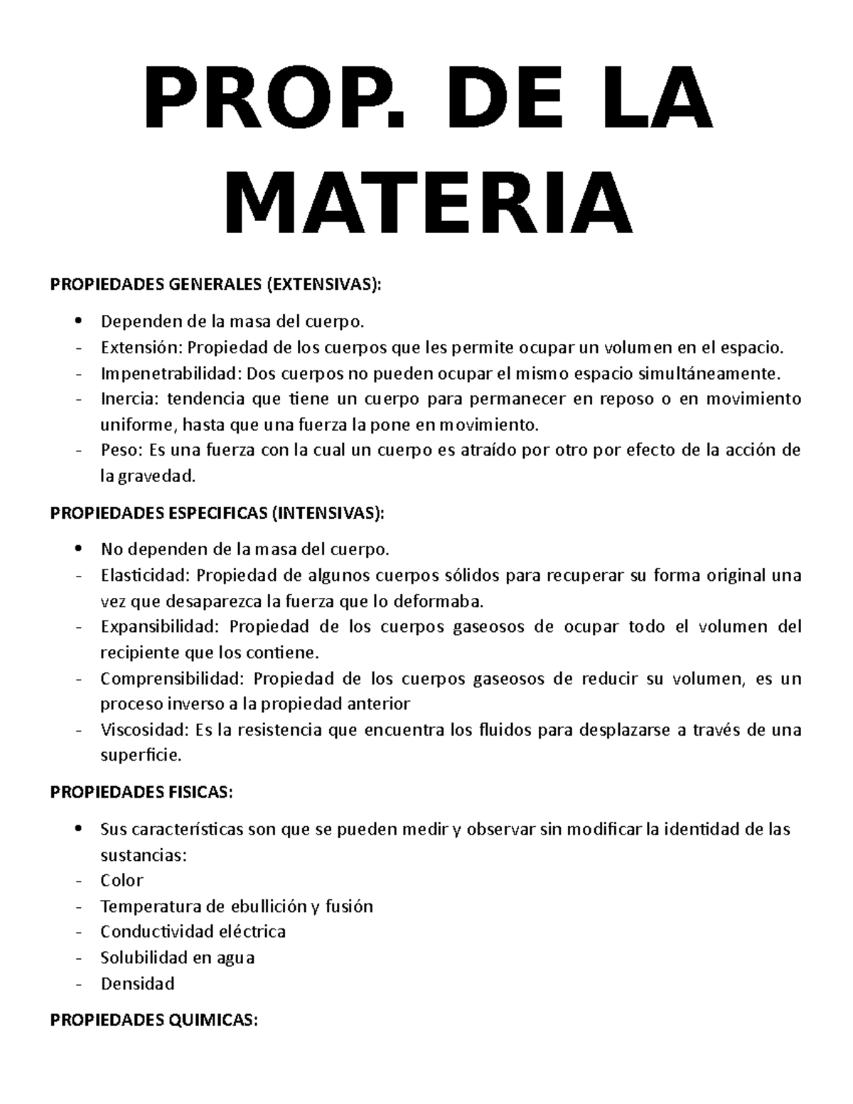 Quimica General - Sesion 3 (Propiedades de la materia ) - PROP. DE LA ...