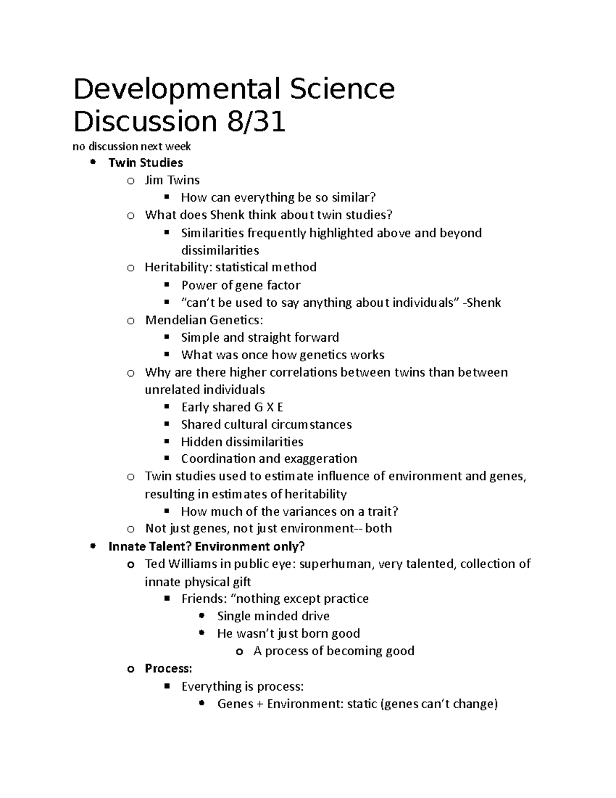 Developmental Science Discussion - PSY24010001 - Studocu