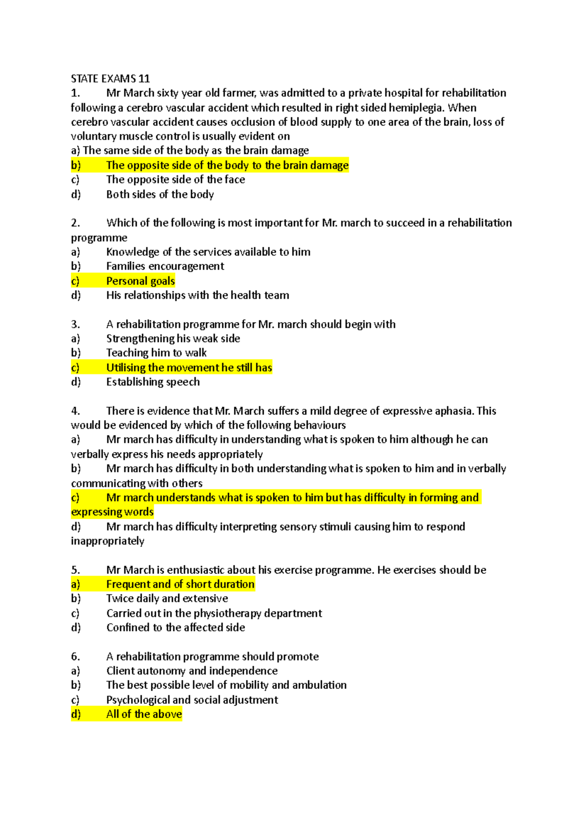 State Exams 11 - transition to registered nurse - NMIT - Studocu