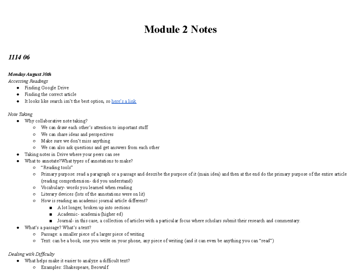 1114 F21 Module 2 Notes - Module 2 Notes 1114 06 Monday August 30th ...