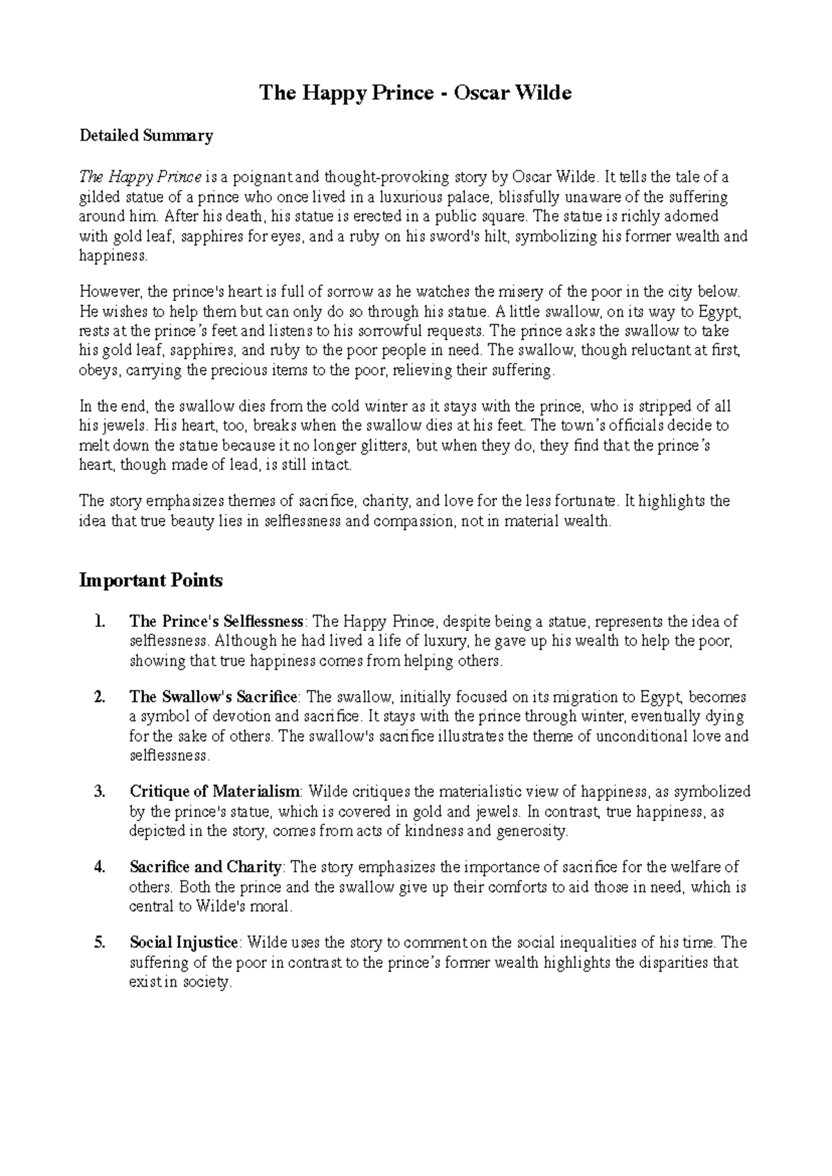 The Happy Prince - easy understanding of the lesson - The Happy Prince ...