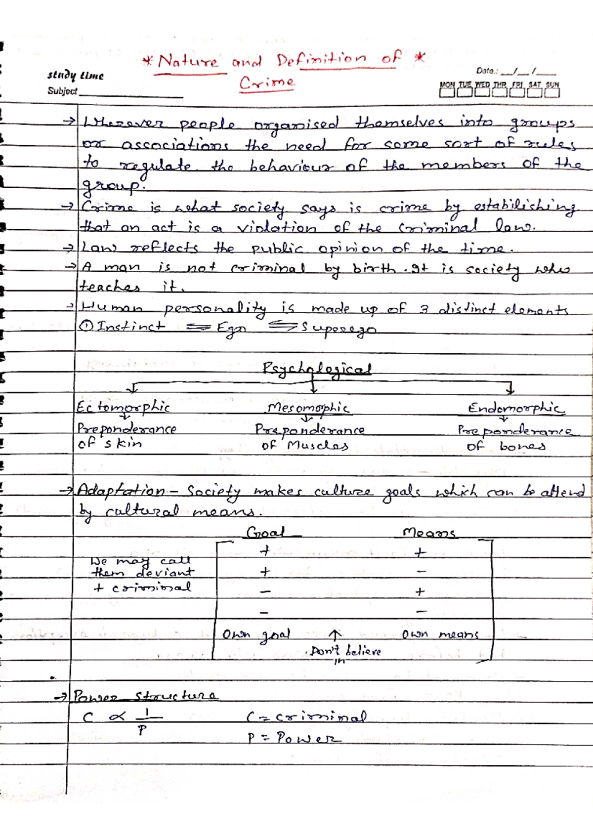 Crime - These are important handwritten notes of IPC - Nature and ...