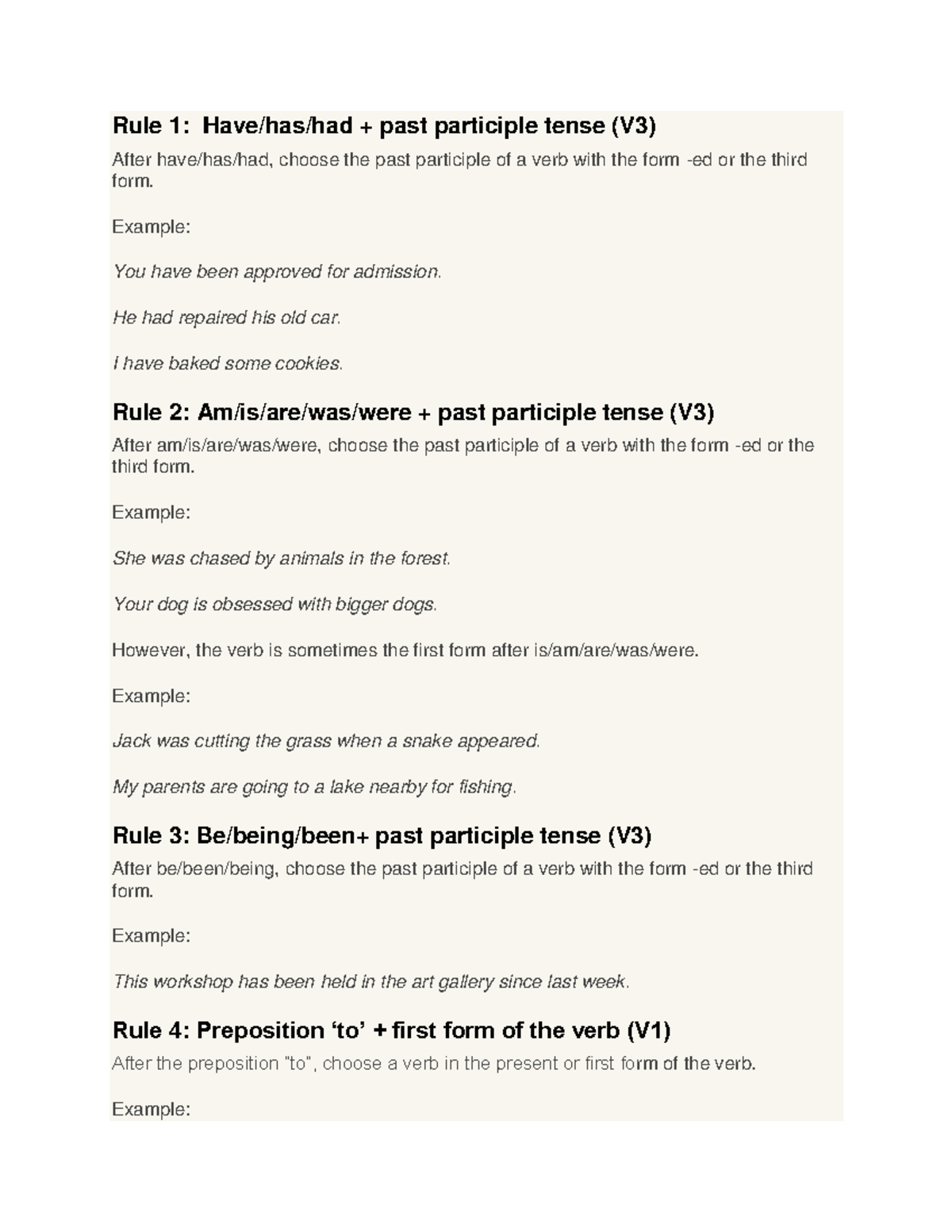 Rule 1 - study nice - Rule 1: Have/has/had + past participle tense (V3 ...