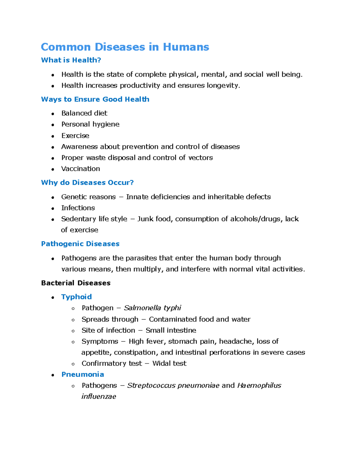 Common Diseases in Humans - Health increases productivity and ensures ...