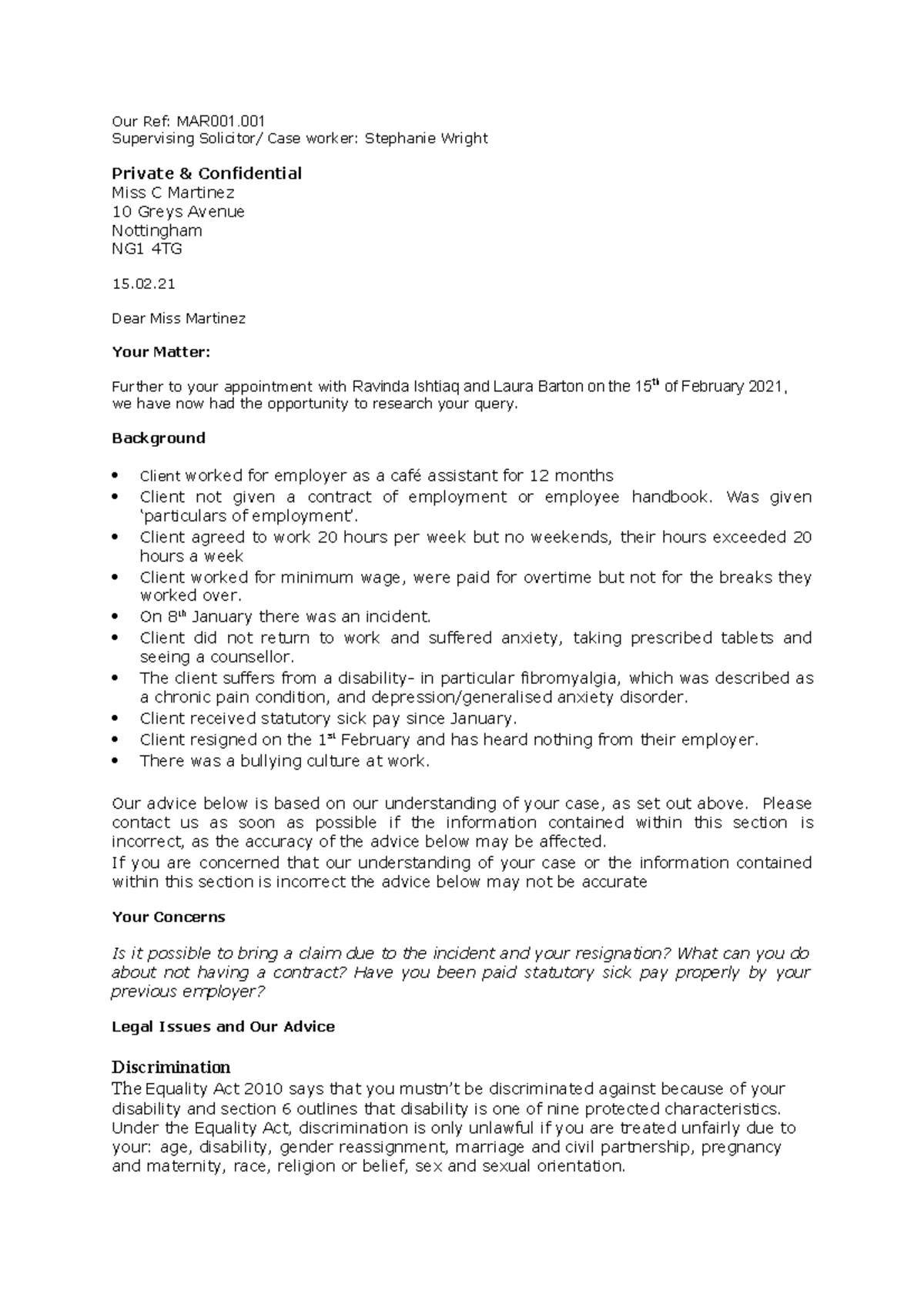 Workshop B - EMP CS1 draft letter WITH Errors TO Correct - Our Ref ...