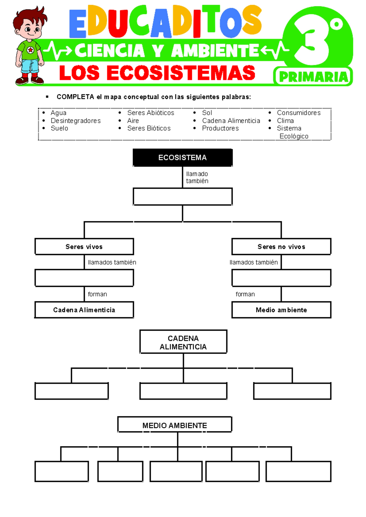 Los Ecosistemas para Tercer Grado de Primaria - COMPLETA el mapa ...