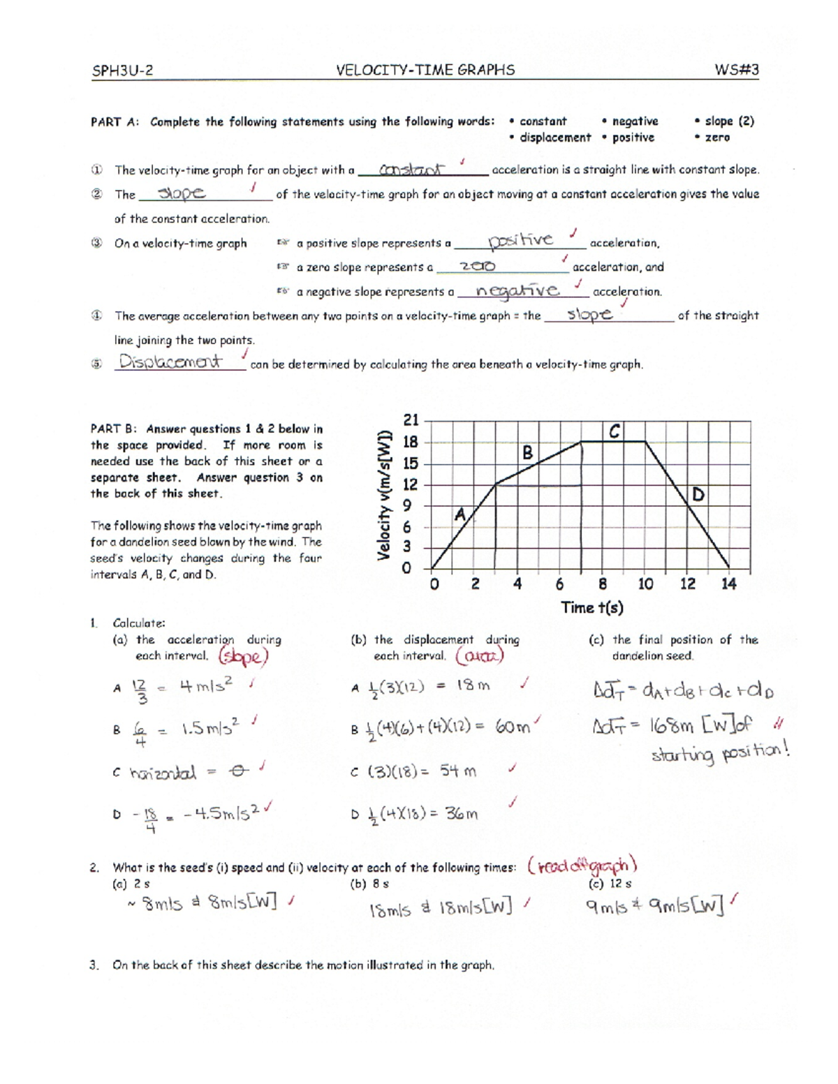 1.5 - Worksheet Answers - Velocity-Time GraphsIntroduction: An object ...