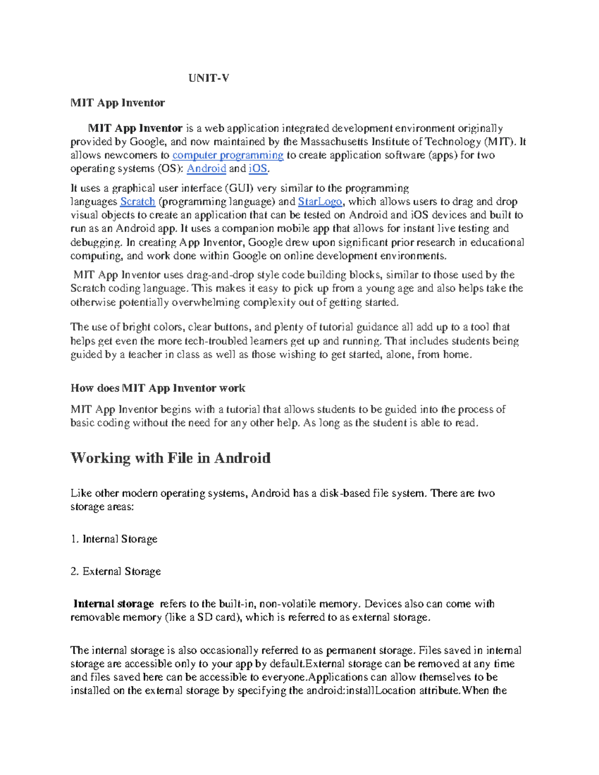 Unit 5 Mobile application development - UNIT-V MIT App Inventor MIT App ...