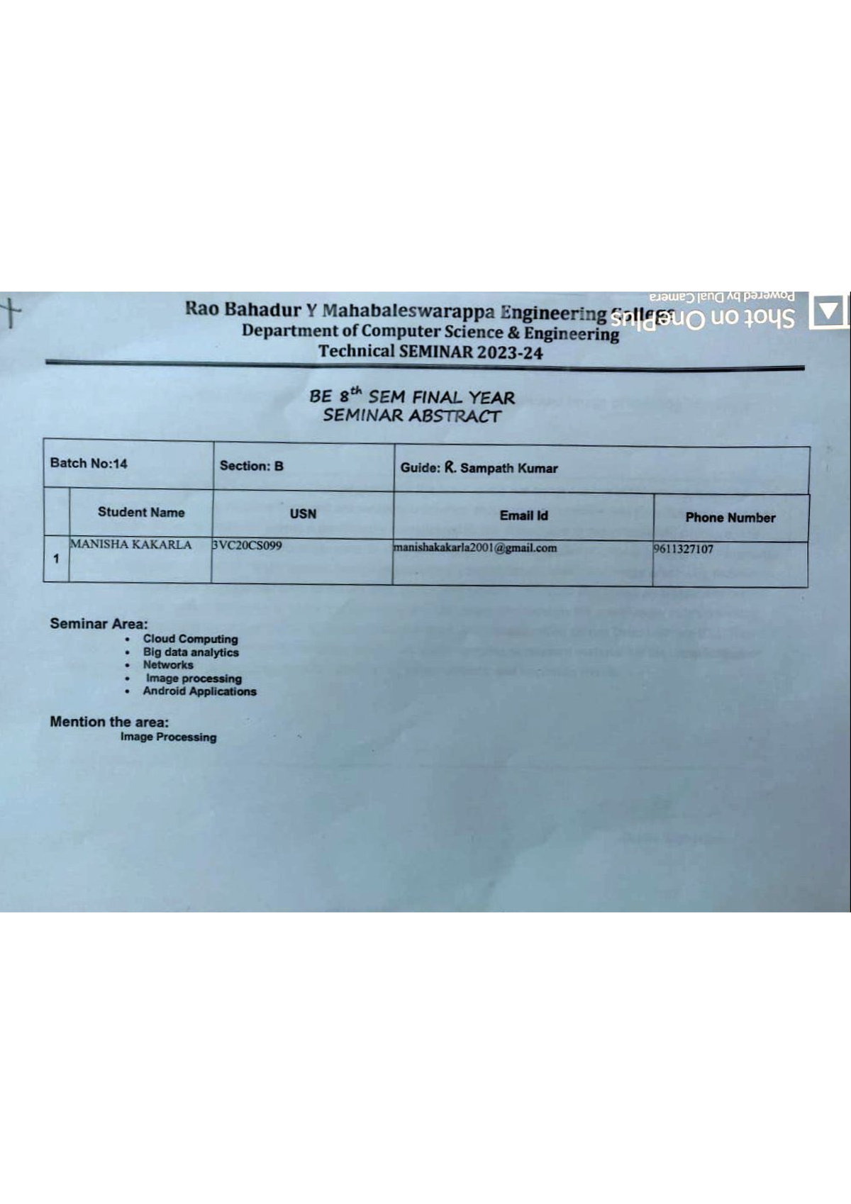 Technical seminar - Computer Science and Engineering - Studocu