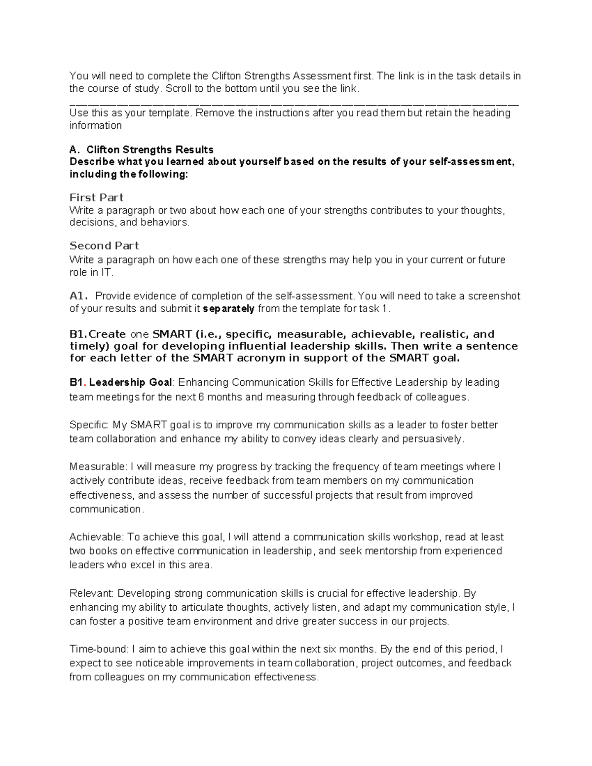 LF ONE Template - Task 1 Temp - You will need to complete the Clifton ...