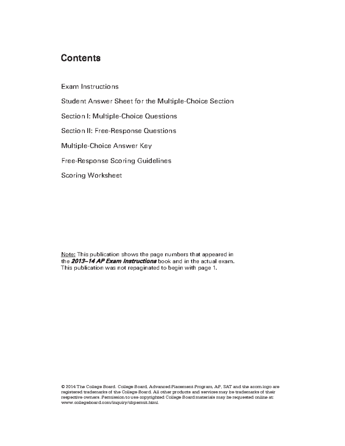 AP Chem 2014 (pdf - Full Practice Exam with answers Along with multiple ...