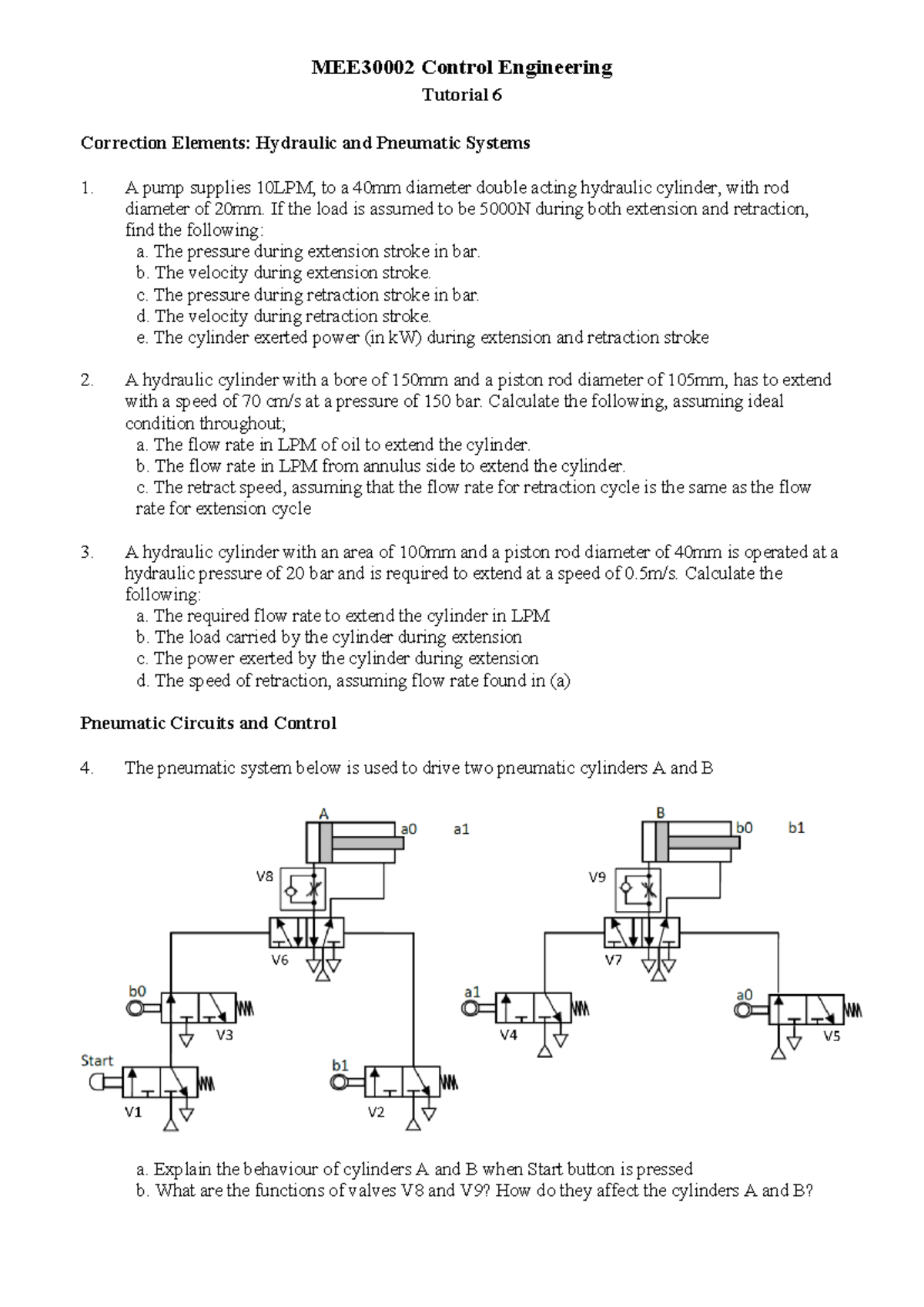 MEE30002 2020 Tutorial 6 - MEE30002 Control Engineering Tutorial 6 Correction Elements ...