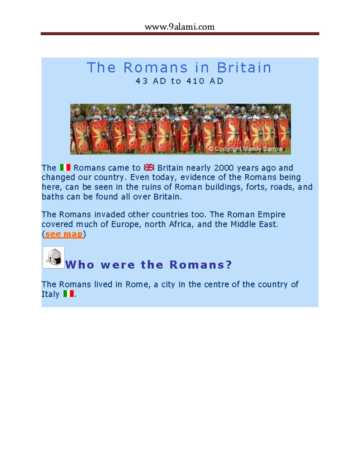 British culture and society The Romans in Britain - Th e Ro m an s i n ...