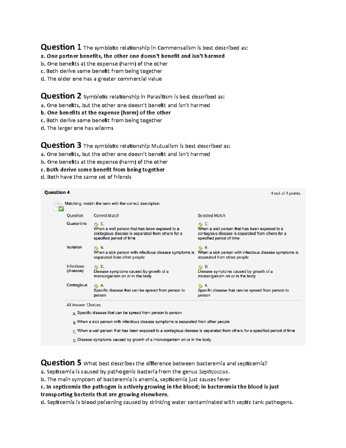 Microbiology Module 7 practice questions - Question 1 The symbiotic ...