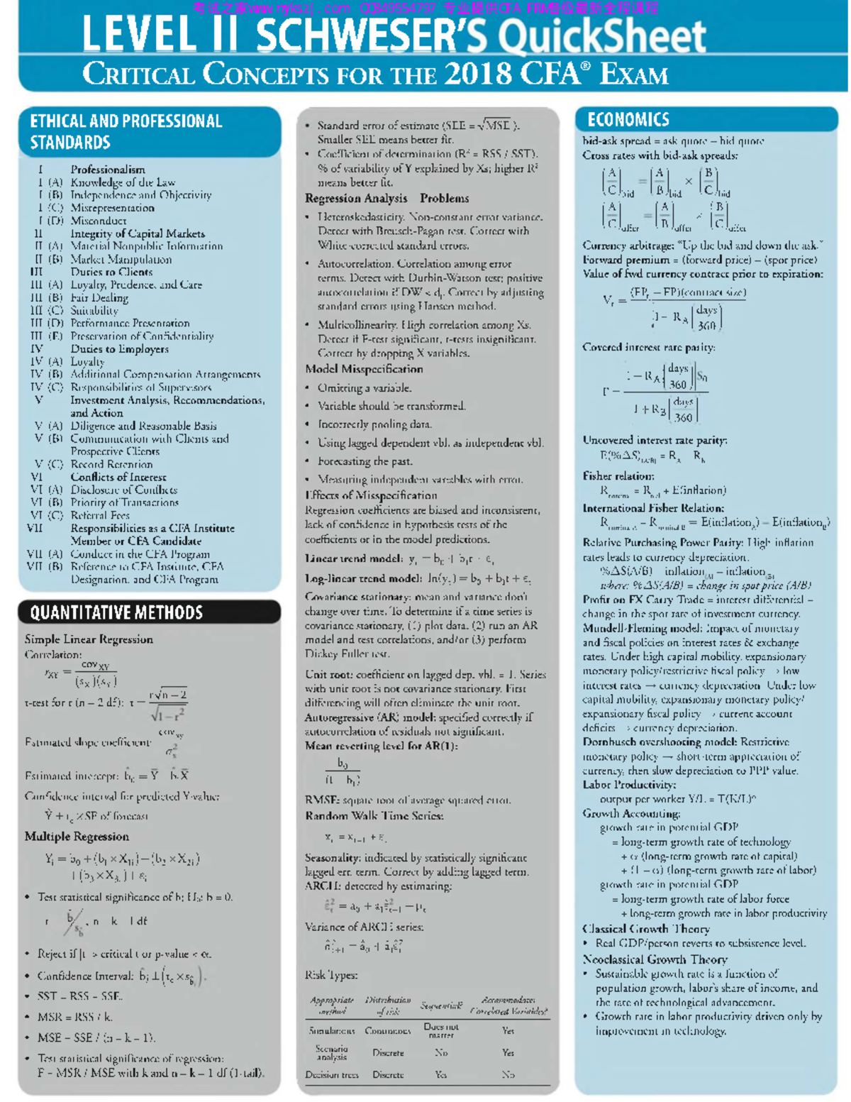 2018 Level 2 Quicksheet - L E V E L II SC H W ESER' C r it ic a l C o n ...