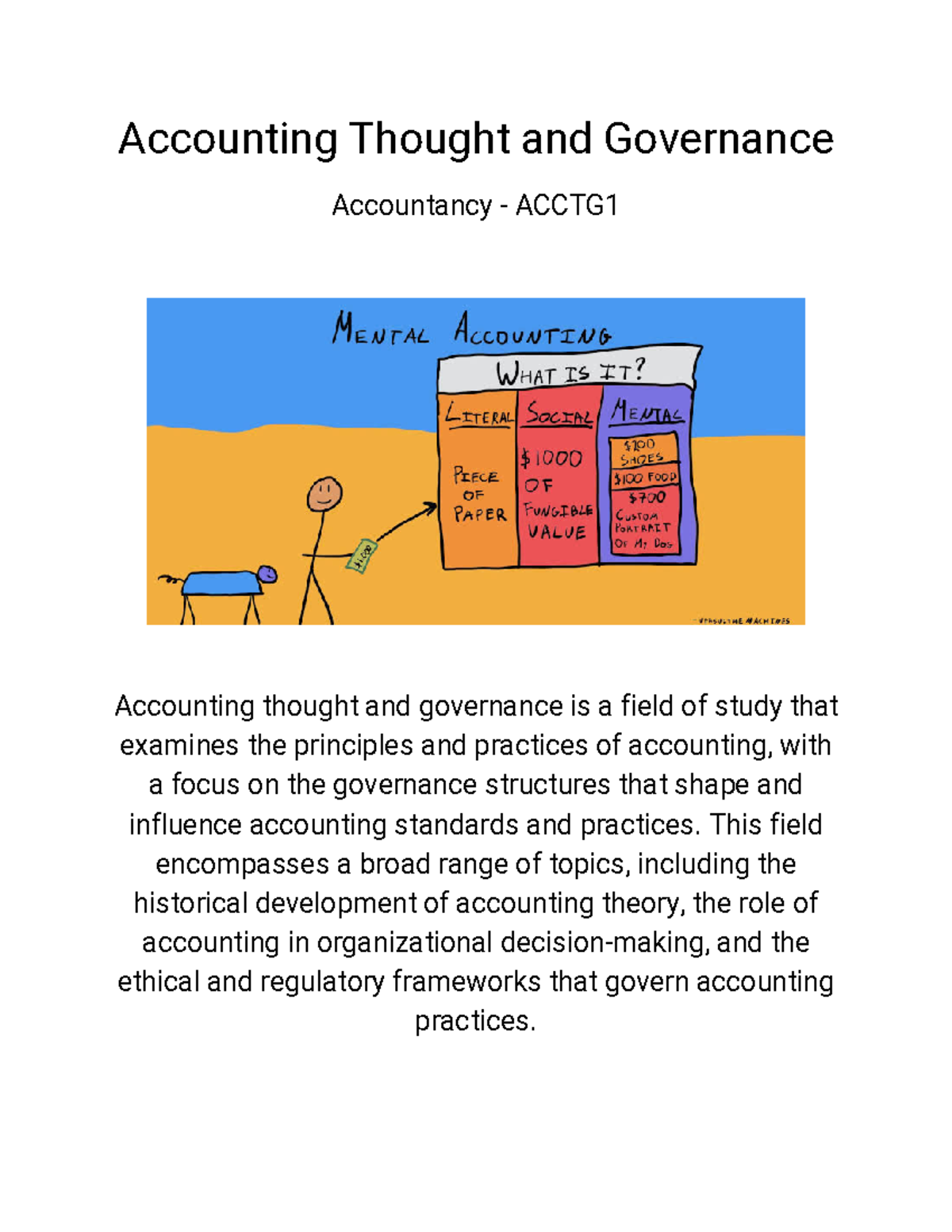 Accounting ACCTG1 Module 4 Lesson 1 Accounting Thought and Governance ...