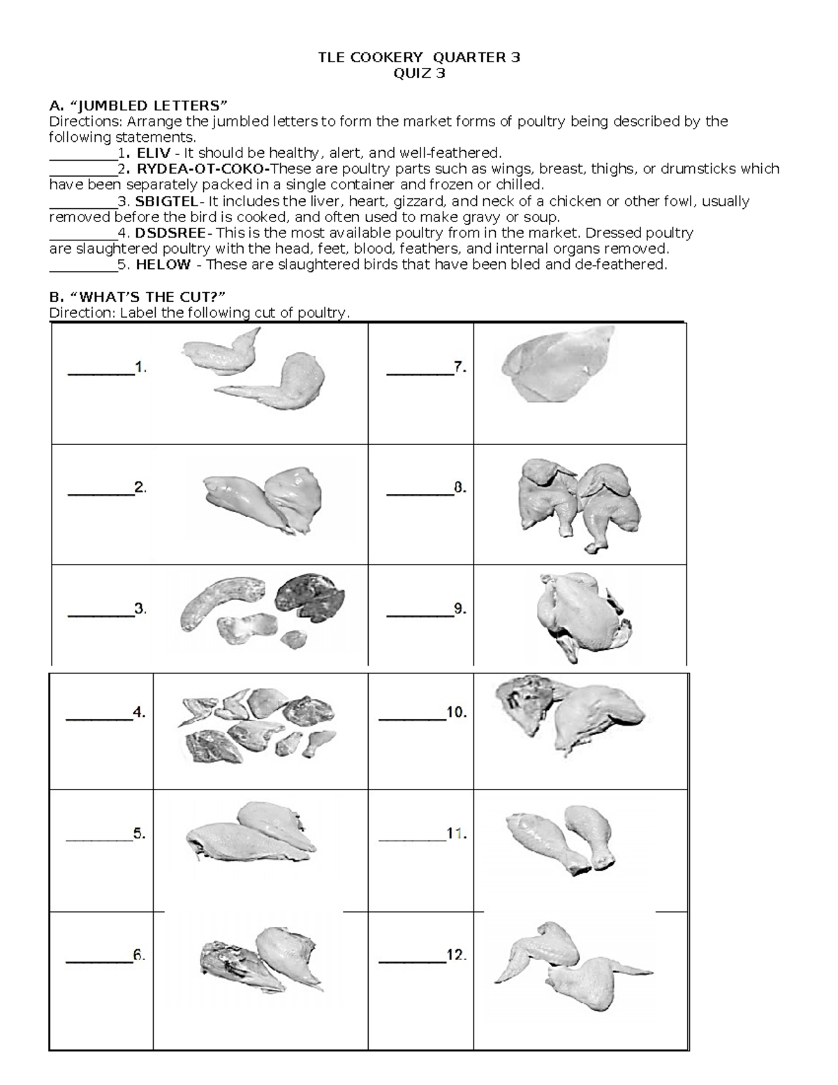 TLE Cookery Quarter 3 - teacher reference - TLE COOKERY QUARTER 3 QUIZ ...