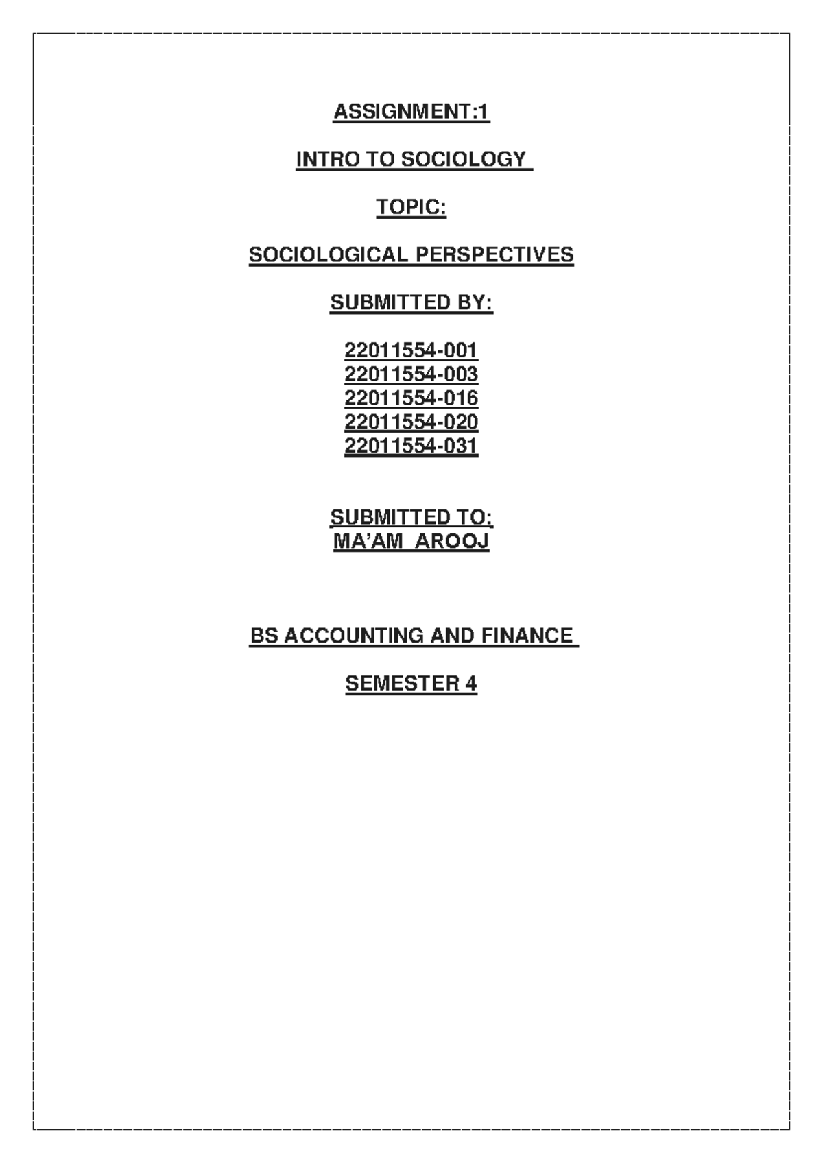 Sociological Perspectives - ASSIGNMENT: INTRO TO SOCIOLOGY TOPIC ...